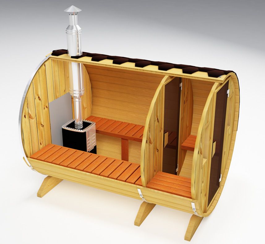 Fass Sauna 3m Mit Vorraum 2 2m Thermoholz Zug3mvt